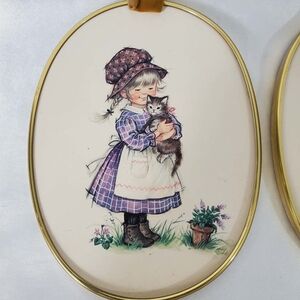 Art | Vintage Oval Gilded Frame Sarah Kay Little Girl Painting | Poshmark